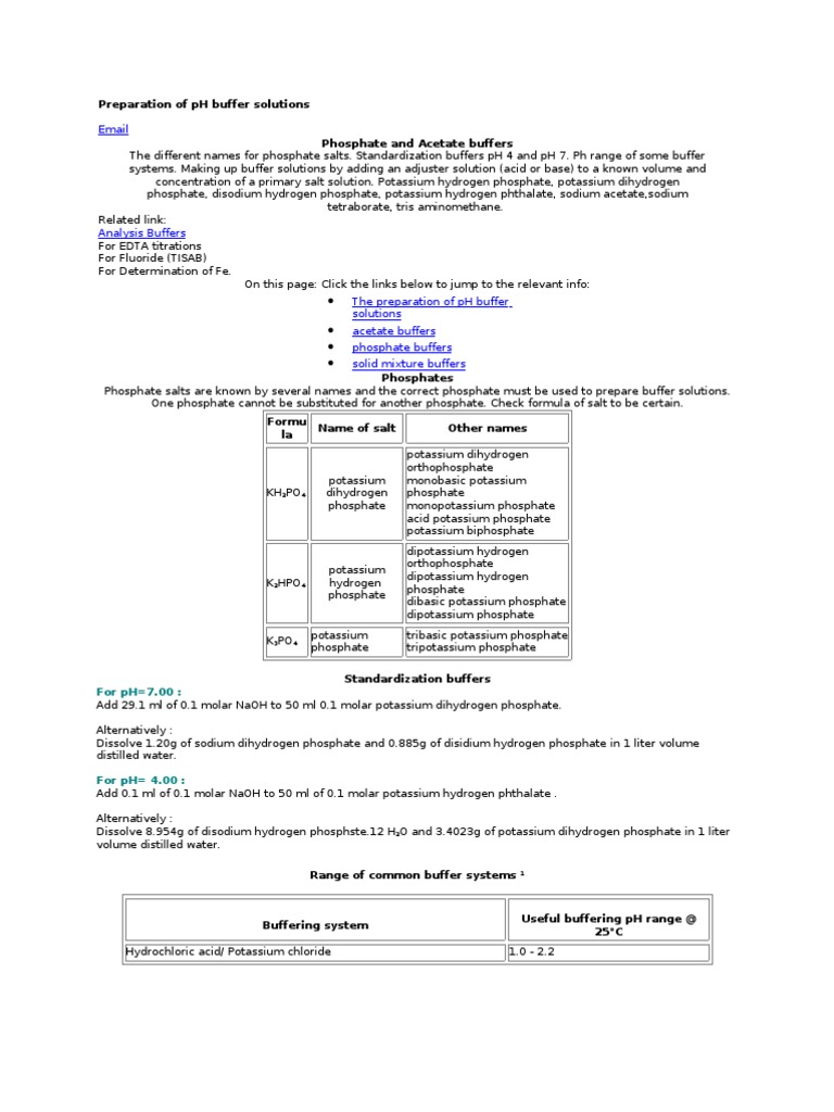 Preparation Of Ph Buffer Solutions Pdf Buffer Solution Ph