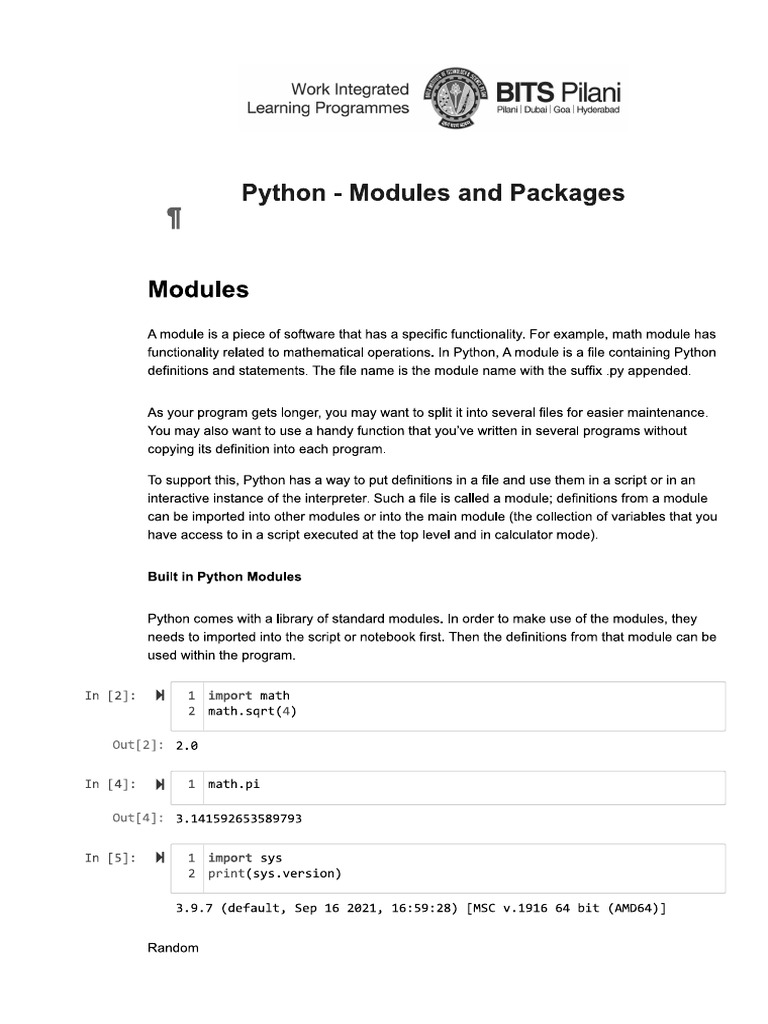 2 - Modules and Packages - Jupyter Notebook | PDF
