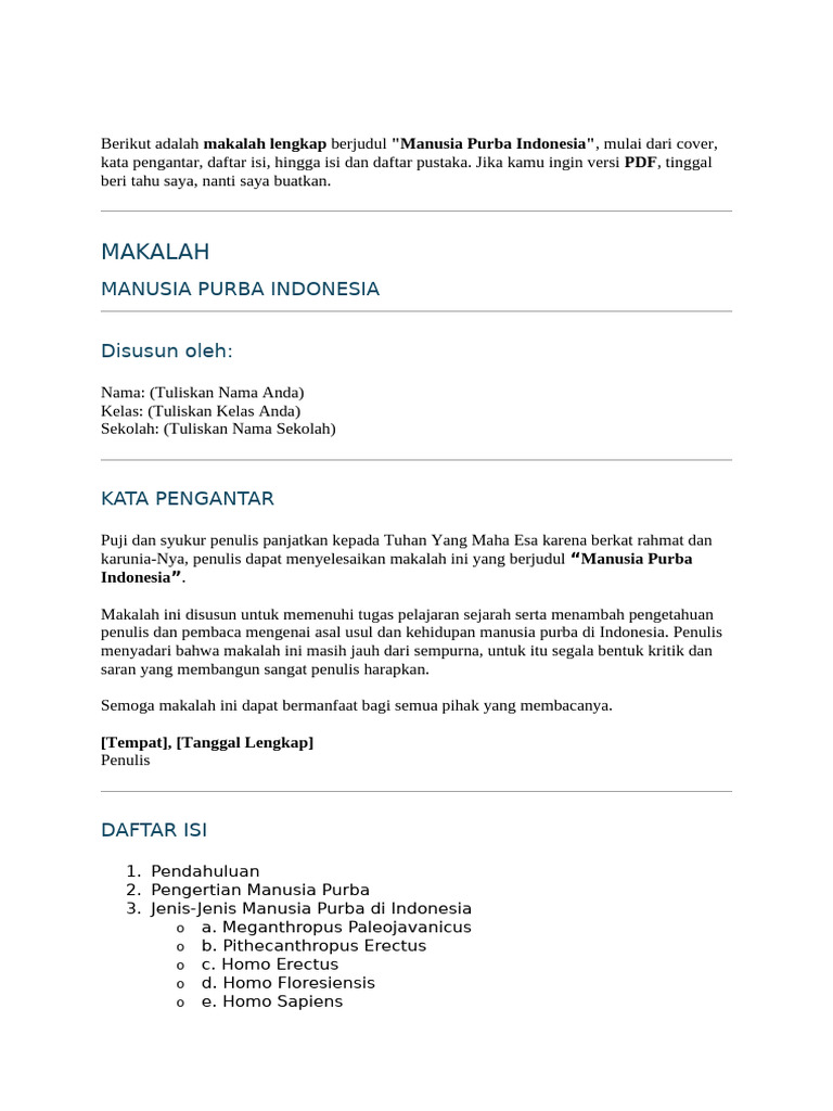 Manusia Purba Indonesia | PDF