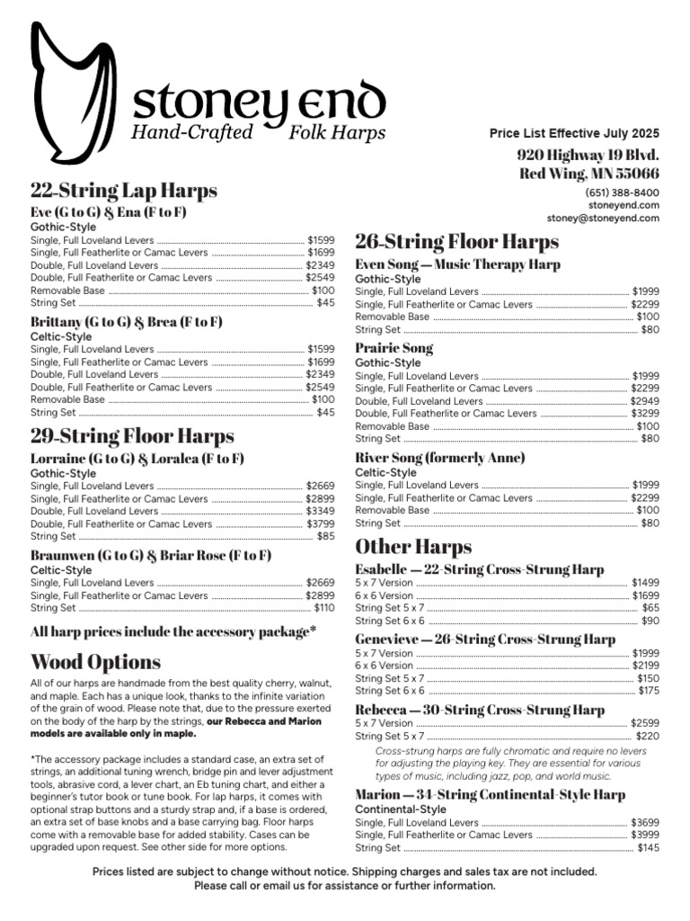 Stoney End Price List | PDF | Musical Instruments | Music Technology