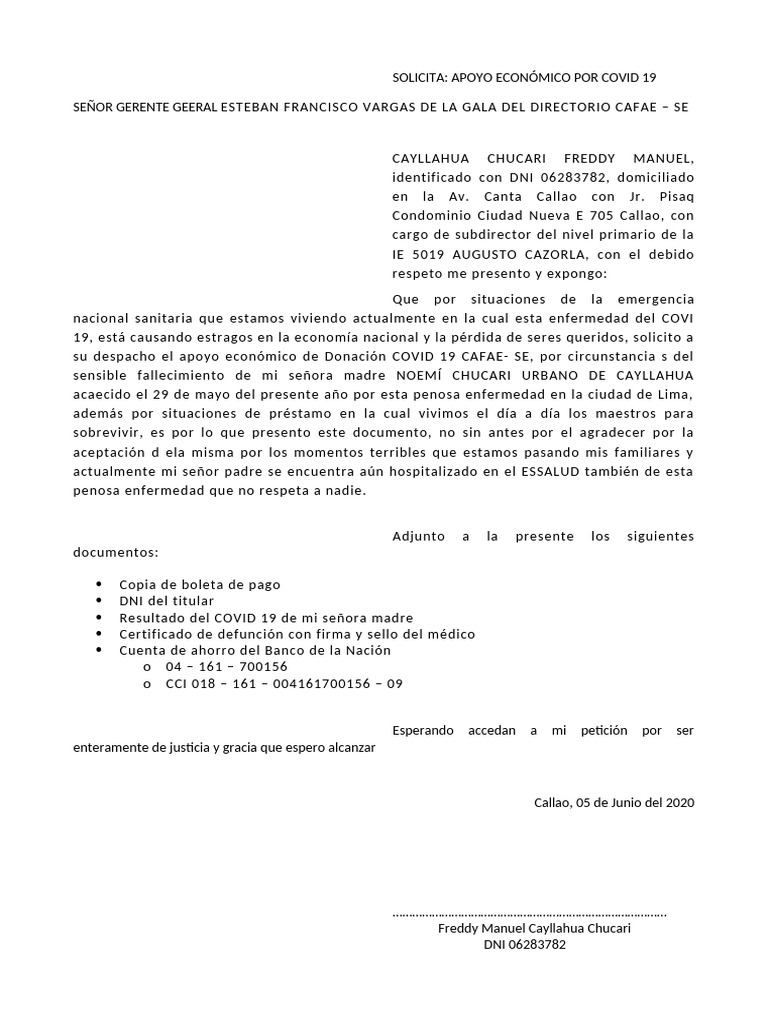 Solicitud Cafae | PDF