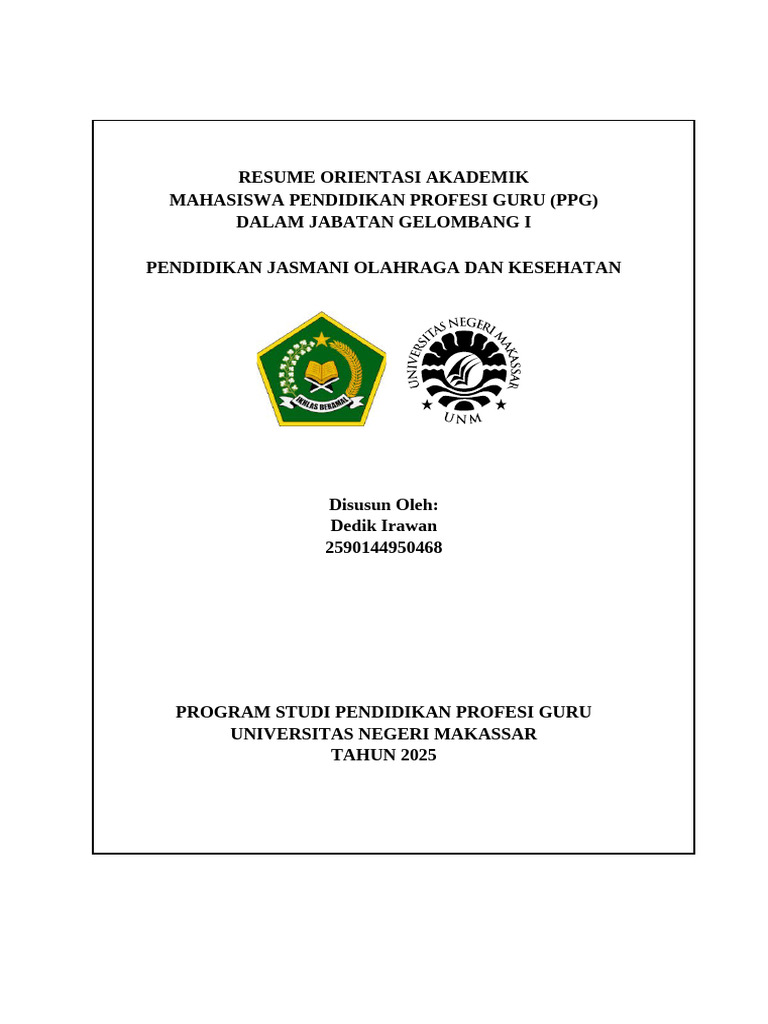 Format Tugas Resume PPG Dalam Jabatan 2025 - Kemenag | PDF