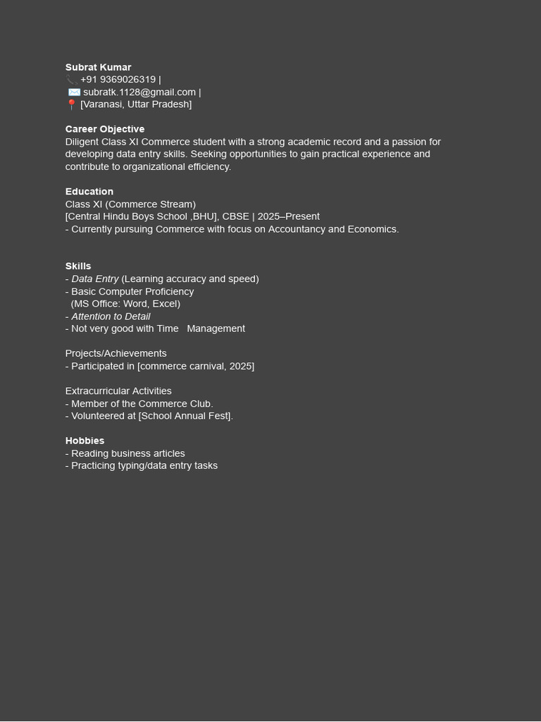 Resume - Subrat KR | PDF