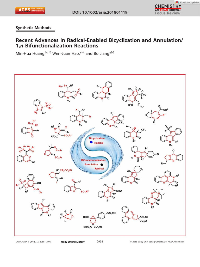 Chemistry An Asian Journal - 2018 - Huang - Recent Advances in Radical Enabled Bicyclization and ...