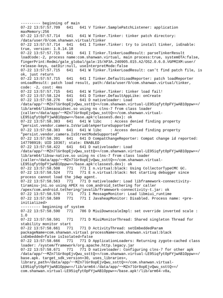 Com - Shanwan.virtual Logcat | PDF | String (Computer Science) | System Software