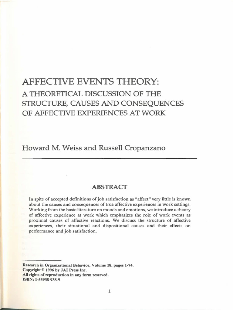 Weiss and Cropanzano - 1999 - Affective Events Theory A Theoretical ...