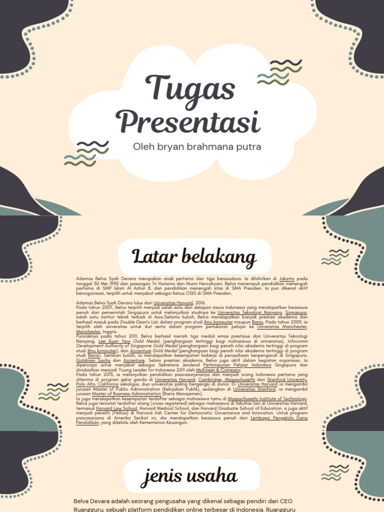 Profil Belva Devara: Pendiri Ruangguru | PDF