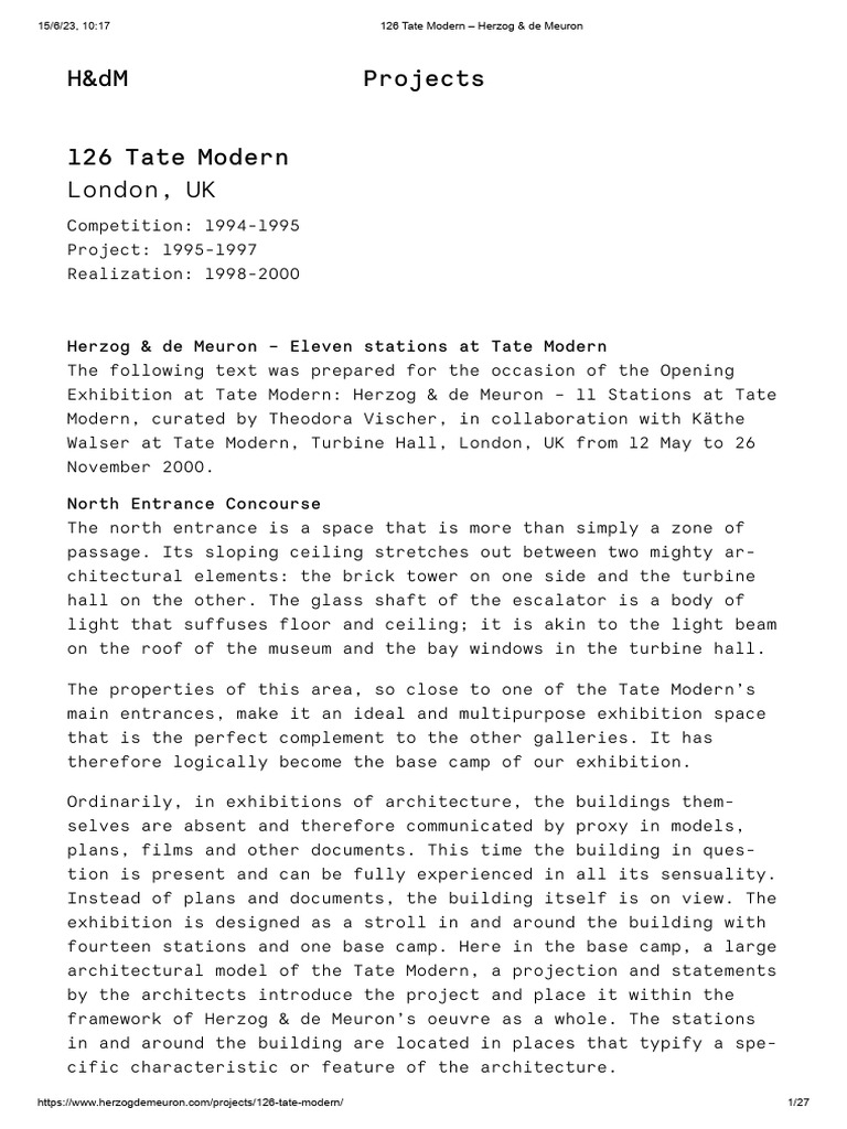 Herzog & de Meuron's Tate Modern Design | PDF | Architectural Elements