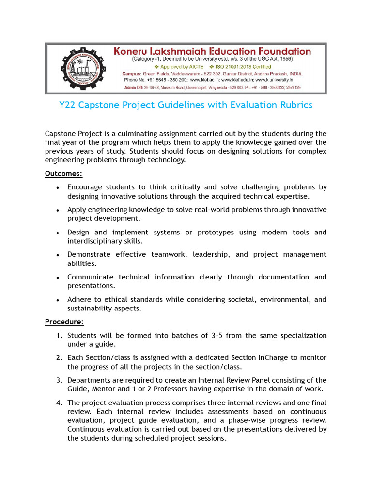 Capstone Project Guidelines & Rubrics | PDF | Evaluation