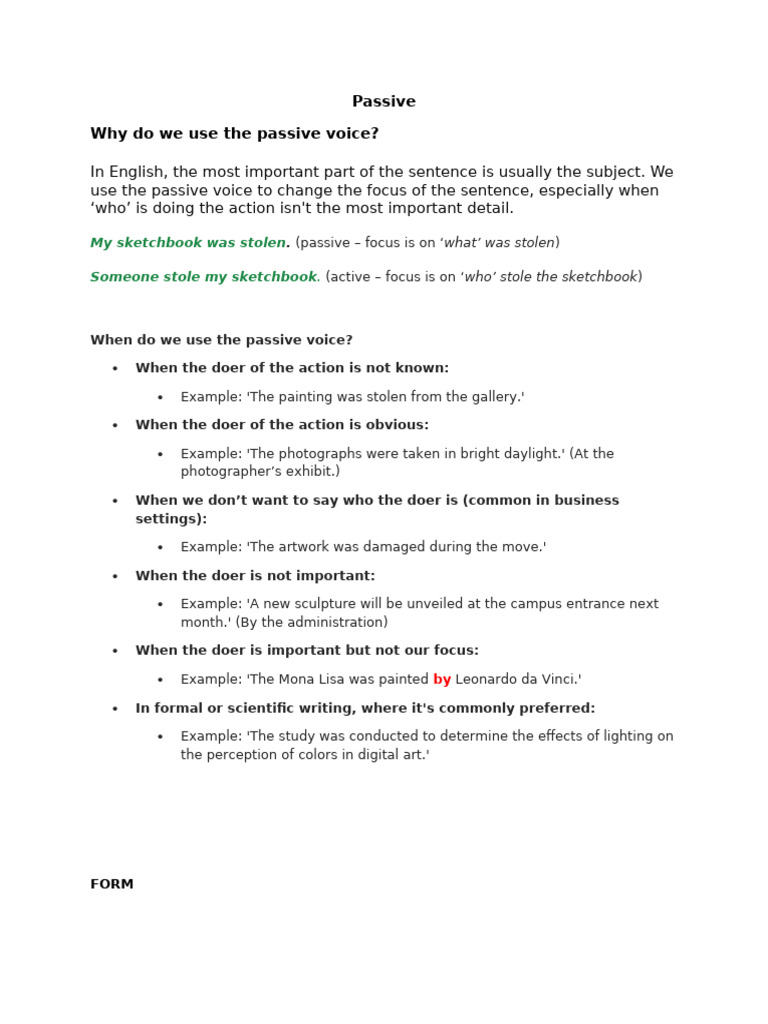Passive Lesson and Practice | PDF | Verb | Language Mechanics