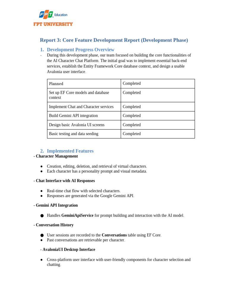 Report 3 Core Feature Development | PDF | User Interface | Databases