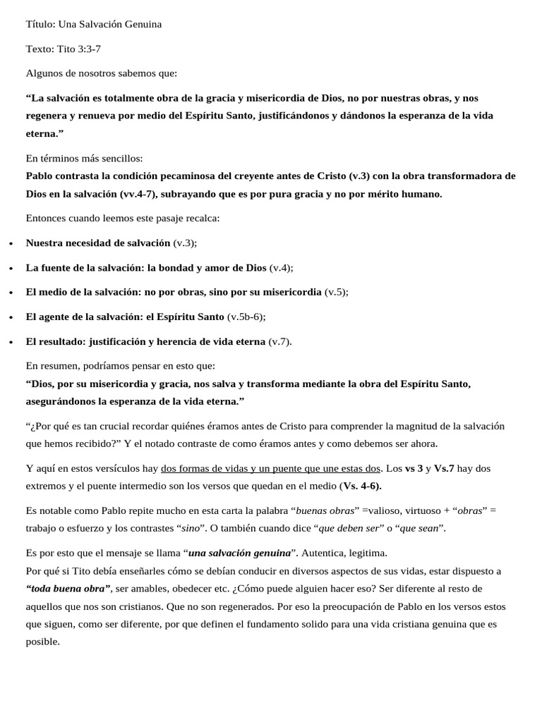 Salvación y Transformación en Tito 3:3-7 | PDF | Cristo (título ...