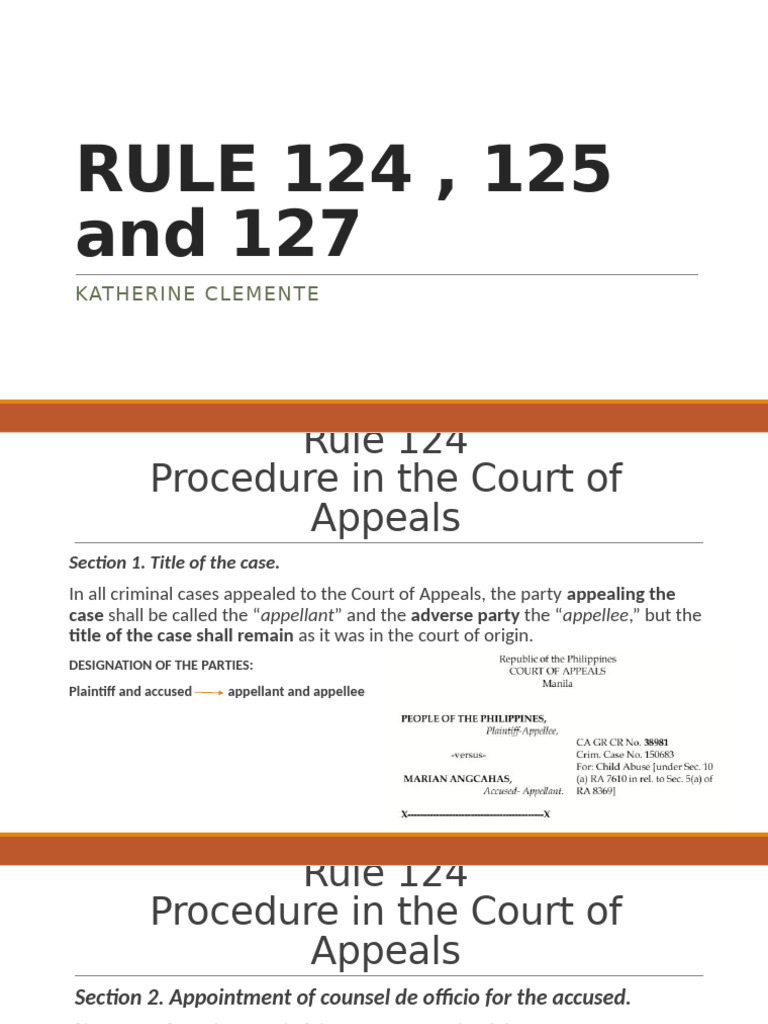 Rule 124: Court of Appeals Procedures | PDF | Brief (Law) | Appeal