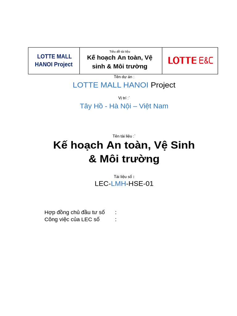 01-Constrution Site HSE Plan - Vietnam | PDF