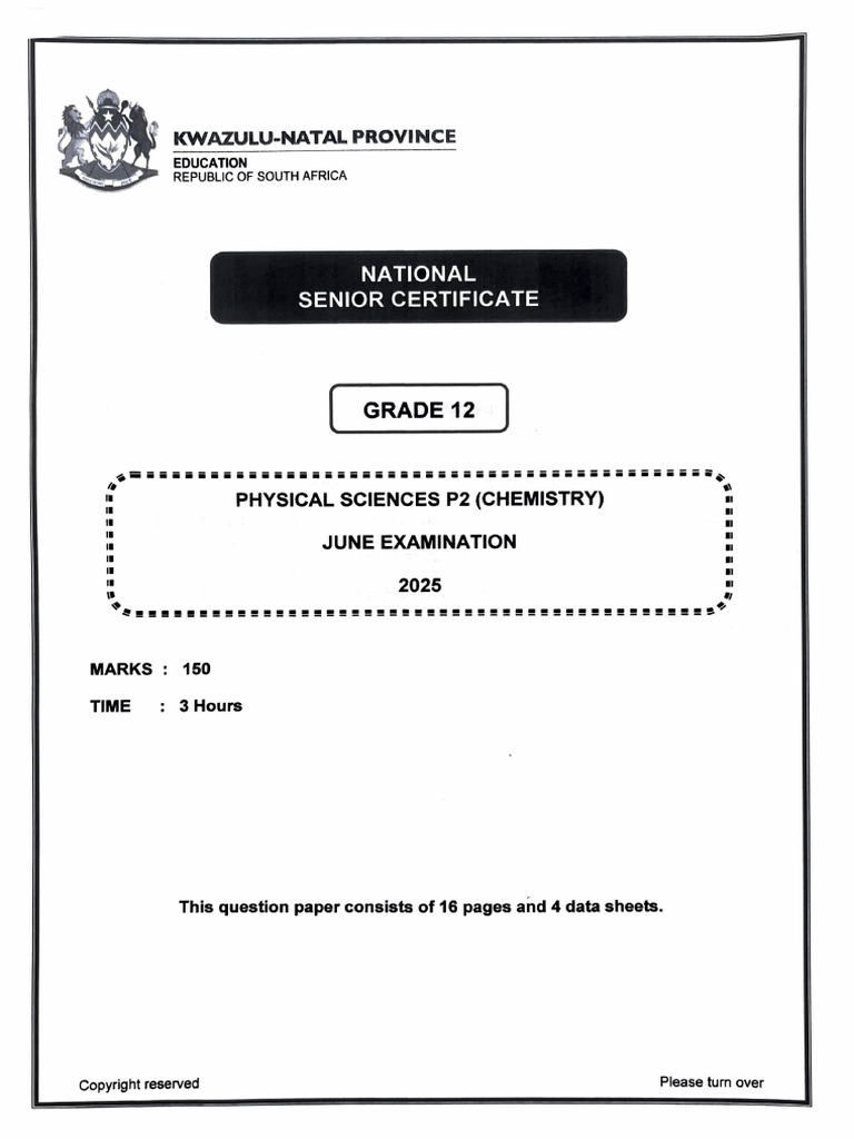 QP G12 Physical Sciences P2 June 2025 KZN Common S - 250725 - 153942 | PDF