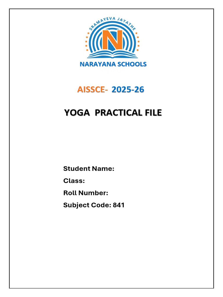 Yoga Practical File Cover A4 | PDF
