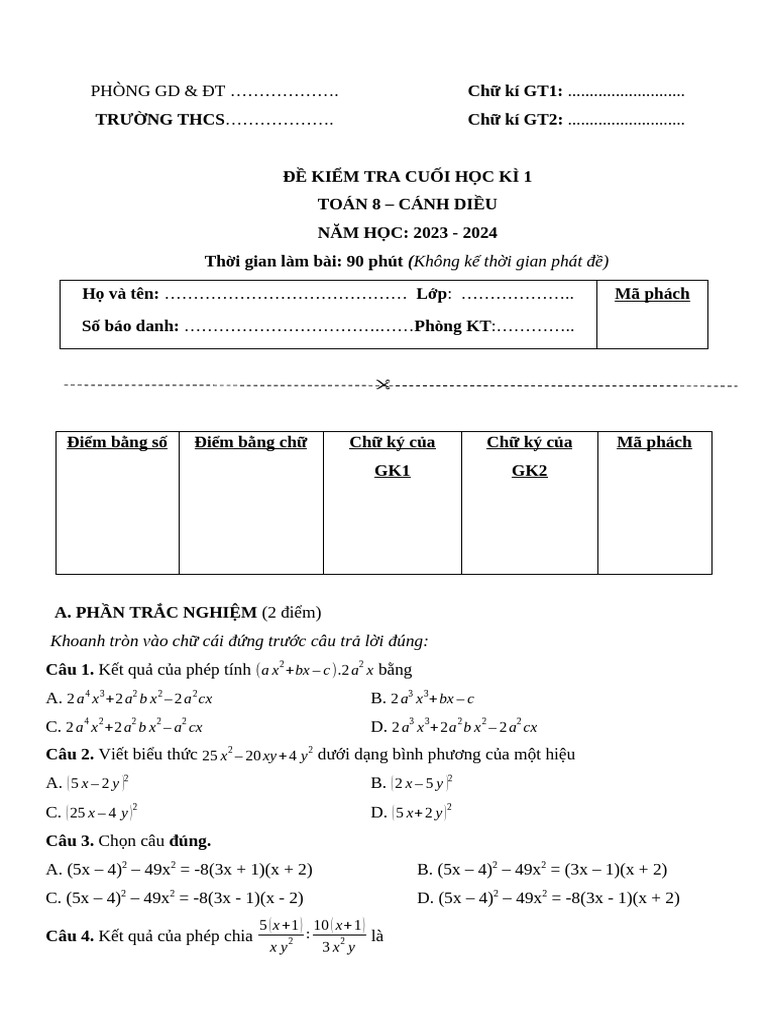 De 1 Hki Toan 8 CD | PDF