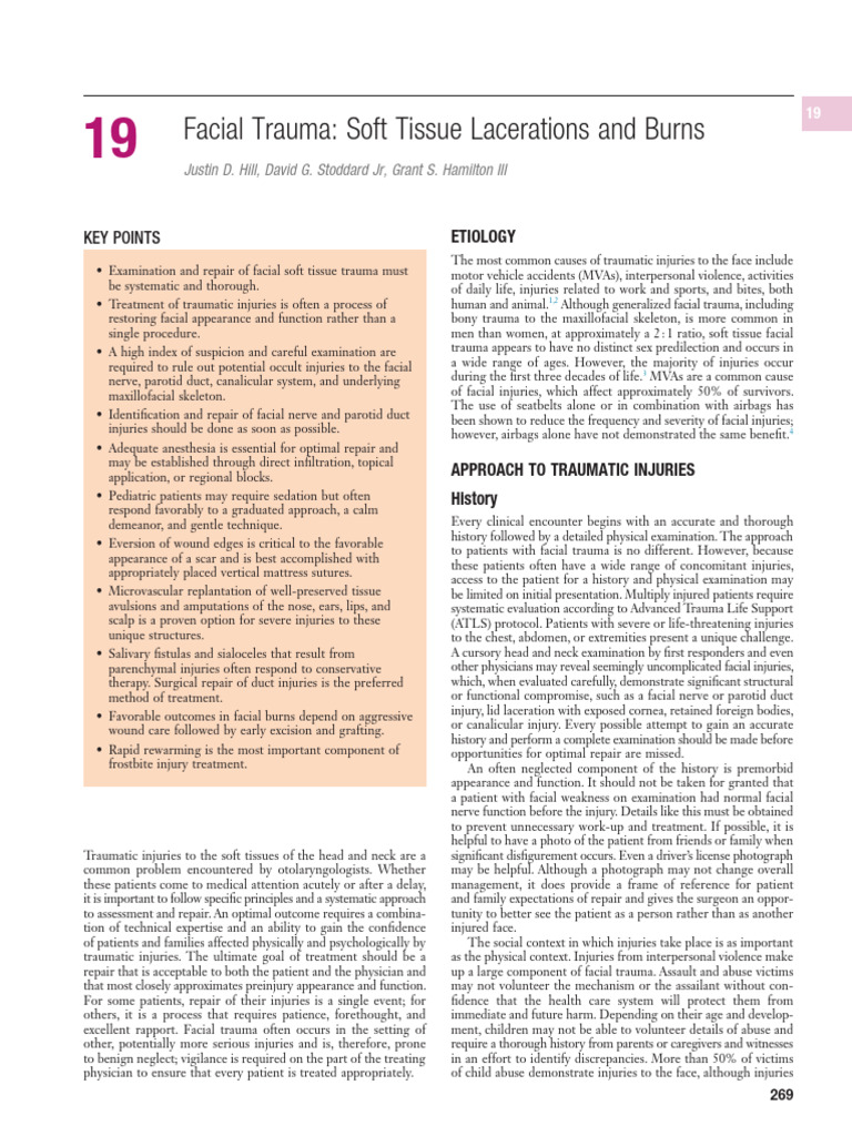 Chapter 19 Facial Trauma - Soft Tissue Lacerations and Burns | PDF ...