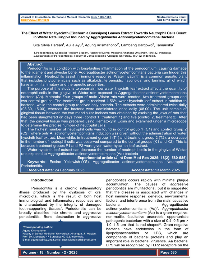 The Effect of Water Hyacinth (Eicchornia Crassipes) Leaves Extract ...