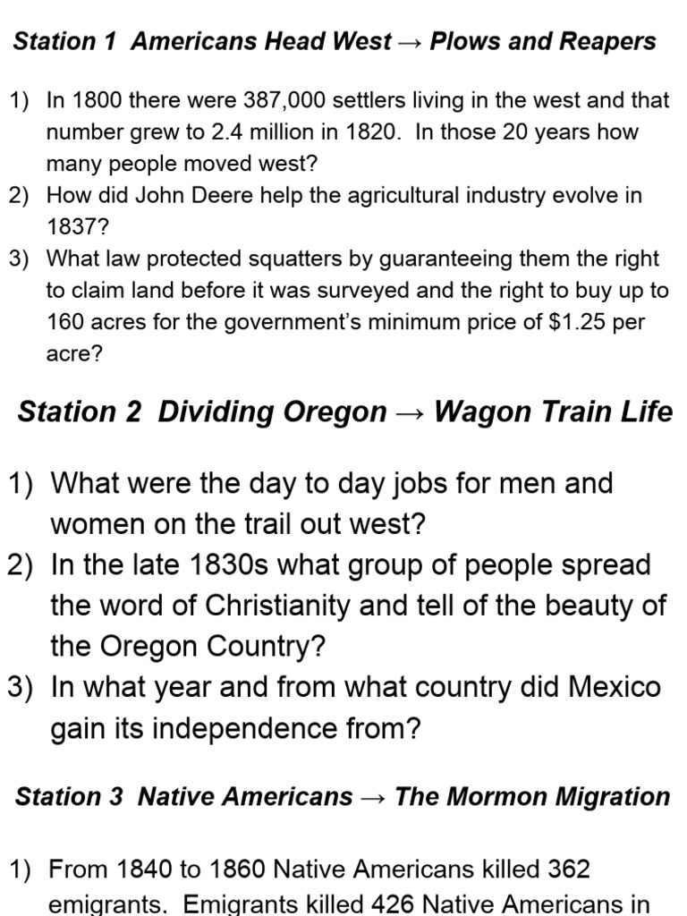 Manifest Destiny Stations | PDF | American Frontier | The United States