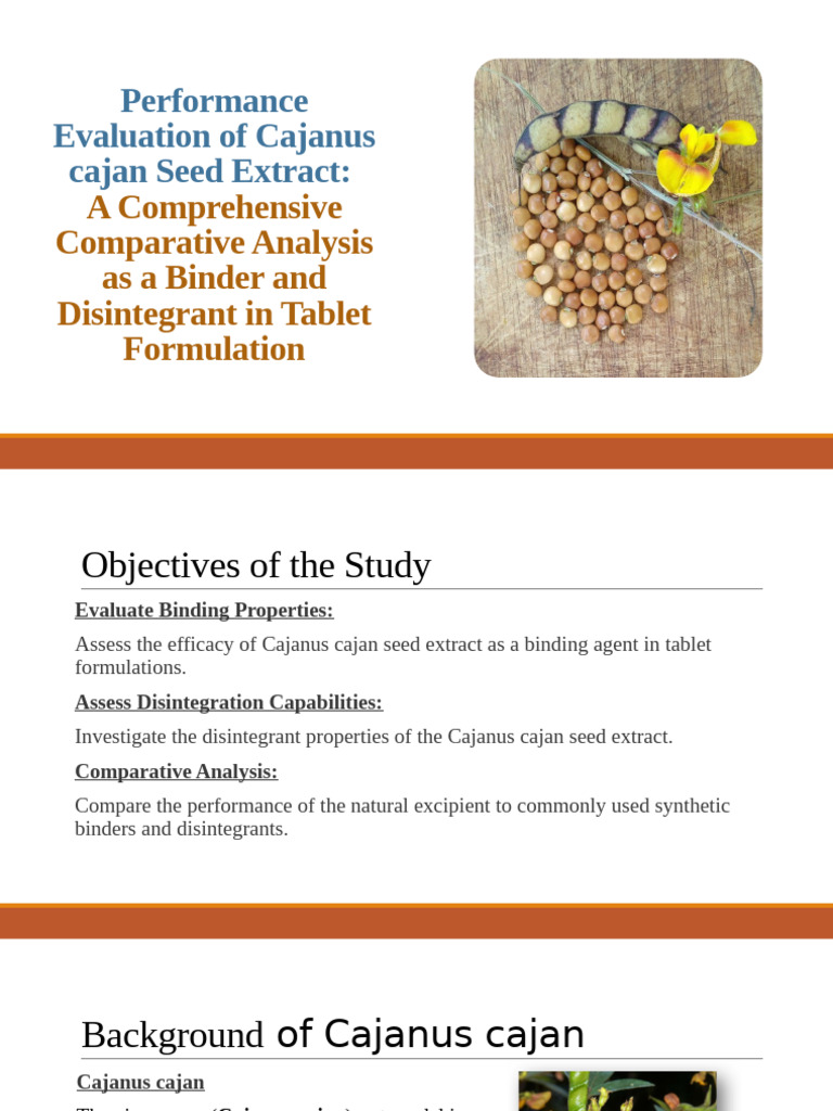 Performance Evaluation of Cajanus Cajan Seed Extract | PDF | Tablet ...