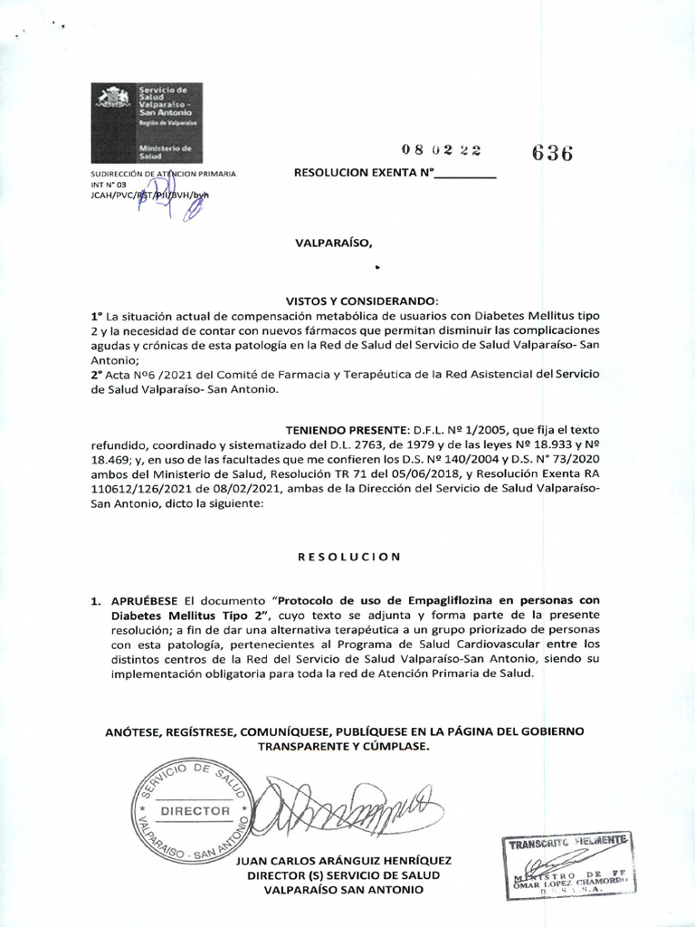 RES EX 636 Protocolo de Uso Empagliflozina en Personas Con DM-II | PDF