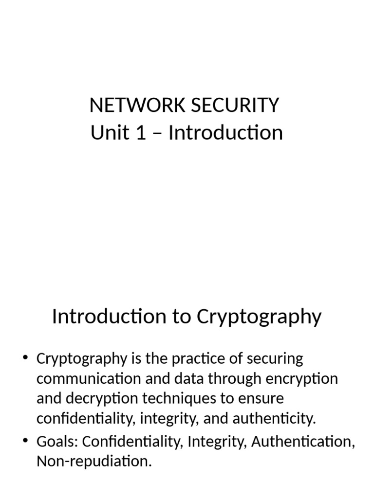 Network Security Unit 1 | PDF | Public Key Cryptography | Encryption