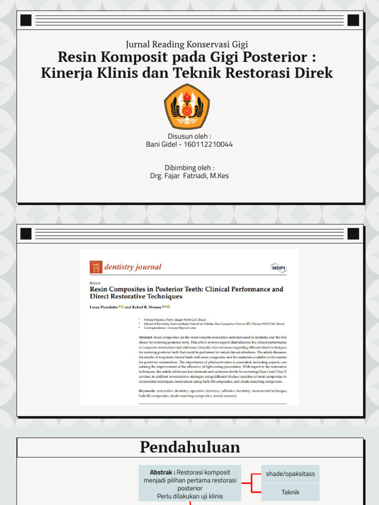 PPT Jurnal Reading Konservasi Gigi Resin Komposit pada Gigi Posterior _ Kinerja Klinis dan ...