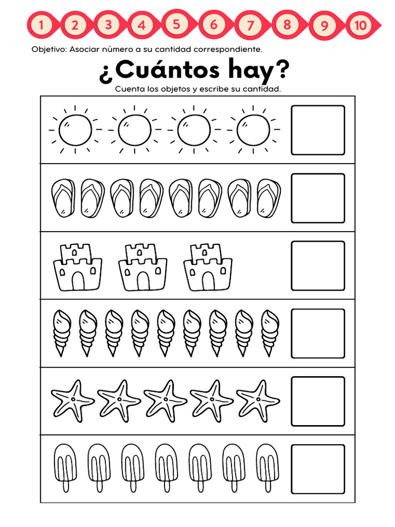 Actividad Contar y Escribir Números Hasta El 10 | PDF