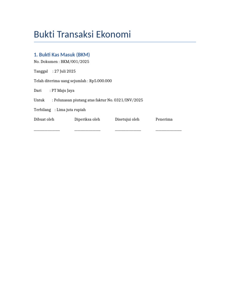Bukti Transaksi Ekonomi BKM BKK | PDF