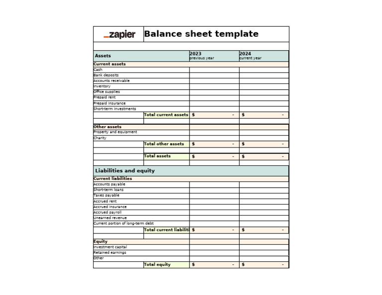 Zapier - Balance Sheet Template | PDF