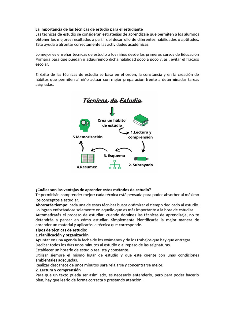 Técnicas de estudio para mejorar el aprendizaje | PDF | Habilidades de ...