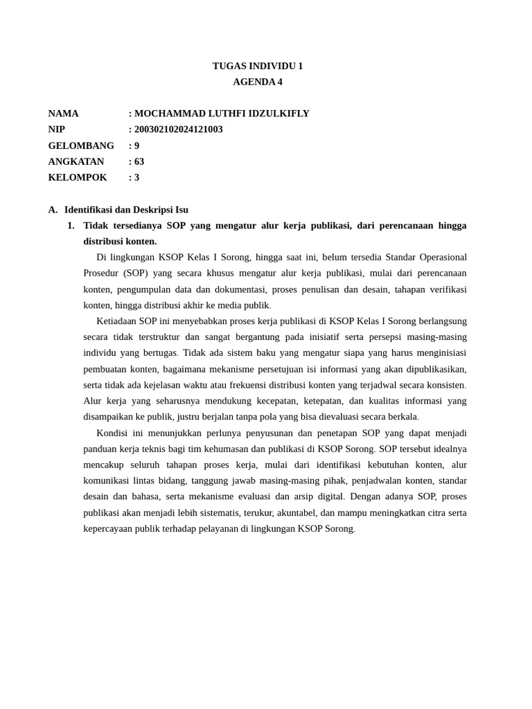 Identifikasi Dan Deskripsi Isu | PDF