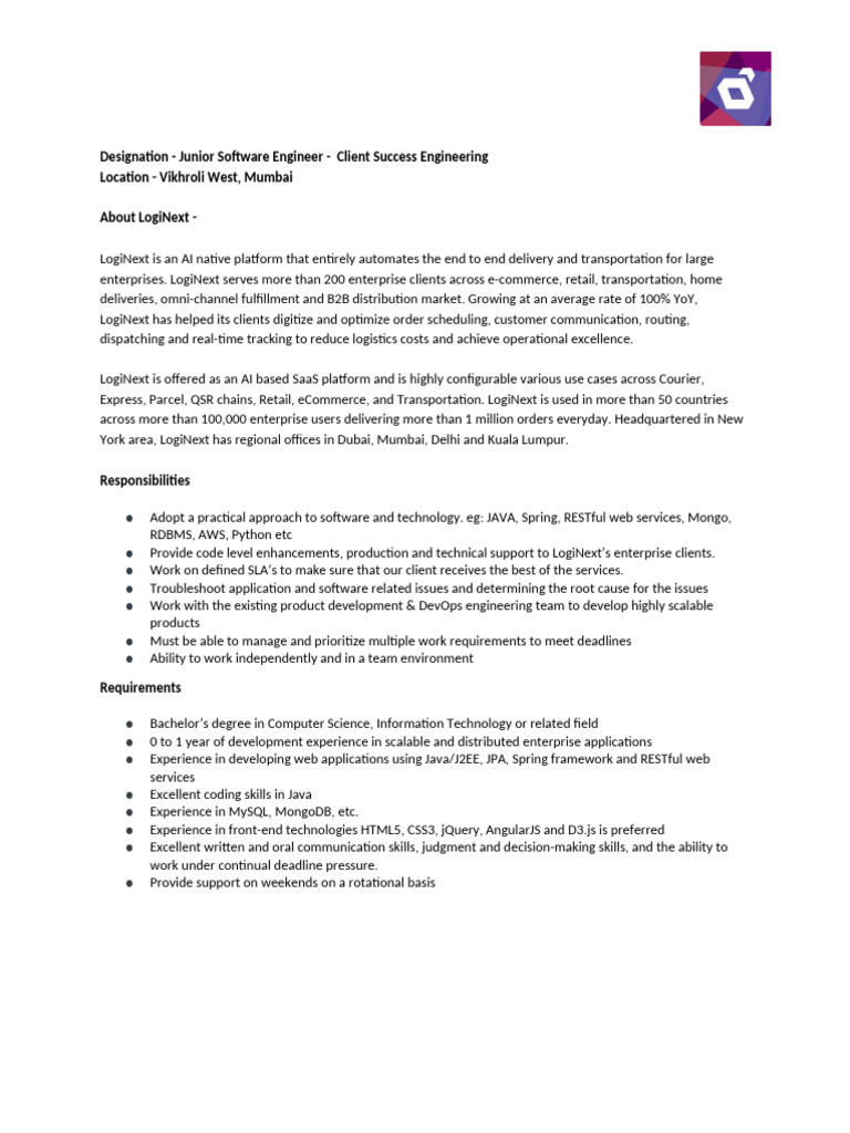 Client Success Campus JD June 2025 - Junior Software Engineer | PDF | E Commerce | Computing