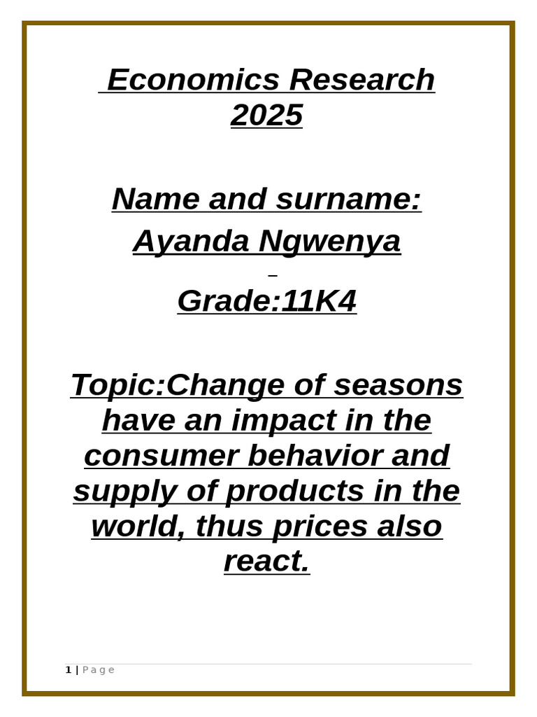 Economics Research Format FINAL | PDF | Demand | Elasticity (Economics)