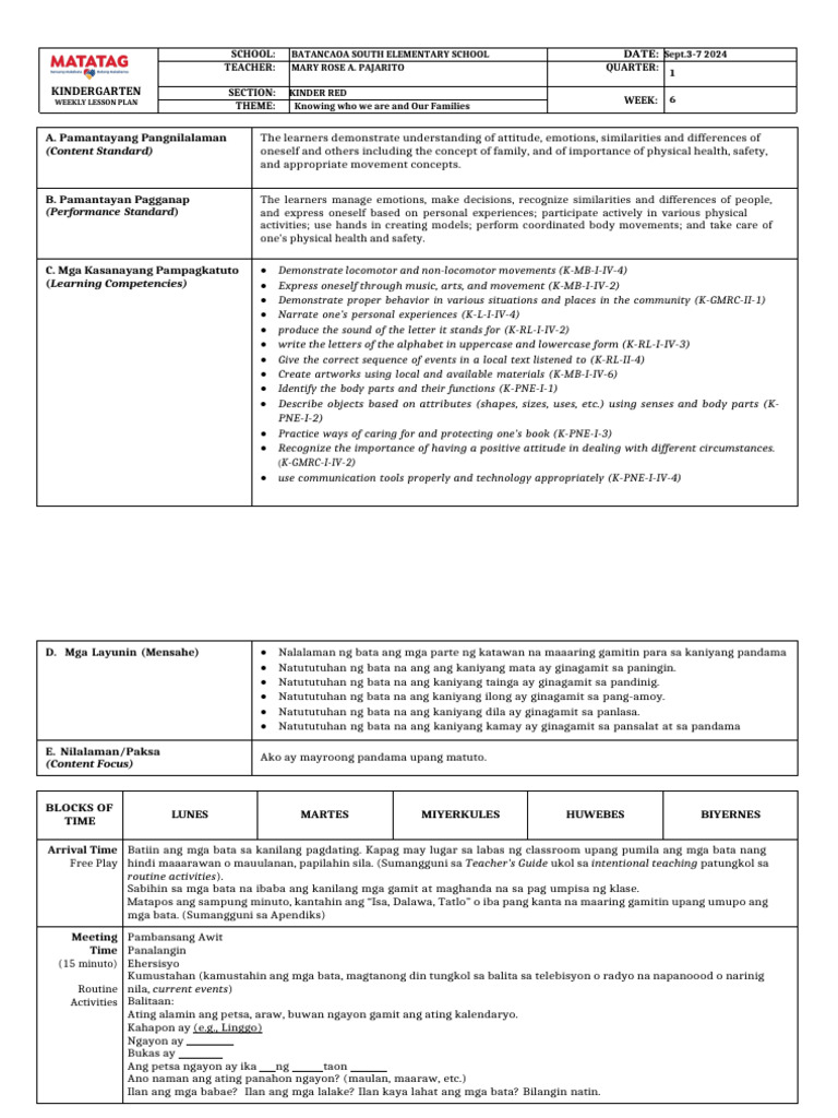 Quarter 1 Week 6 Le | PDF