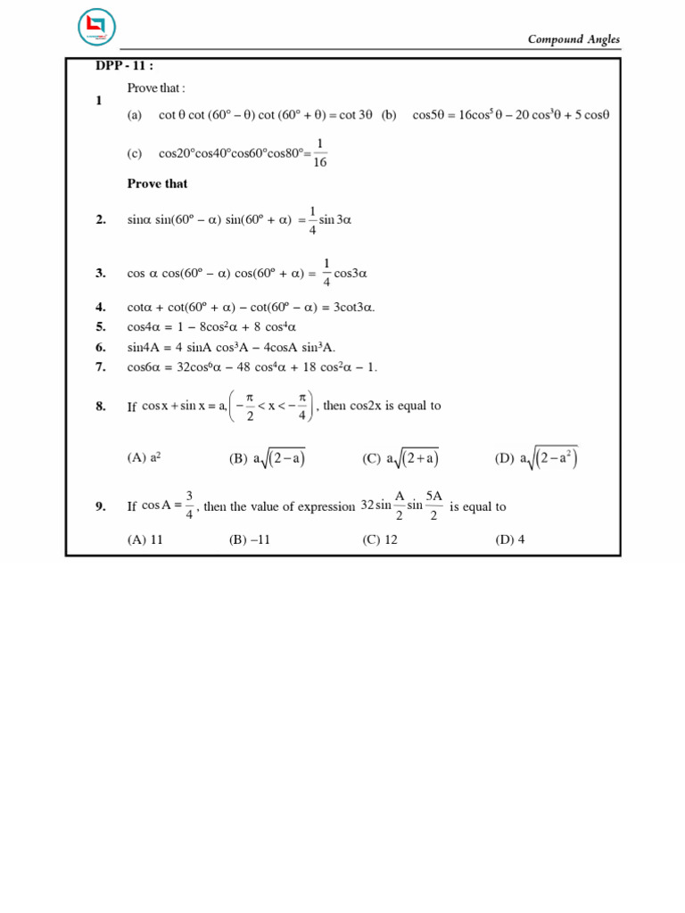 DPP-11 - Compound Angle | PDF