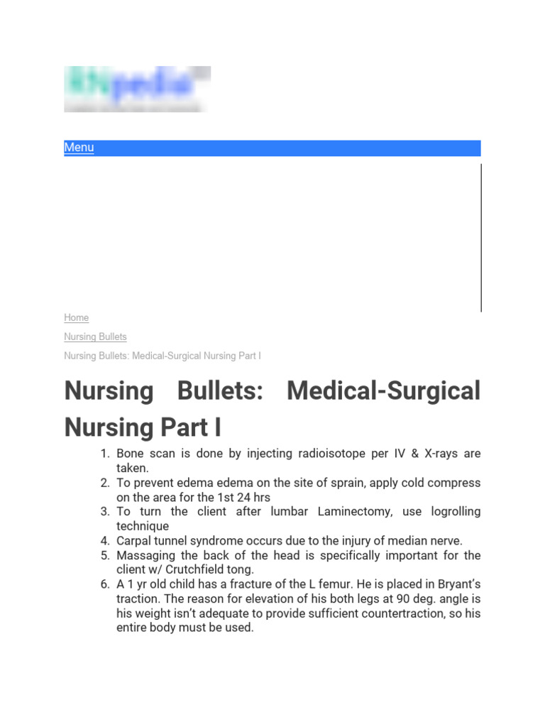 Medical Surgical Nursing 1 Bullets PDF | PDF | Glaucoma | Cataract