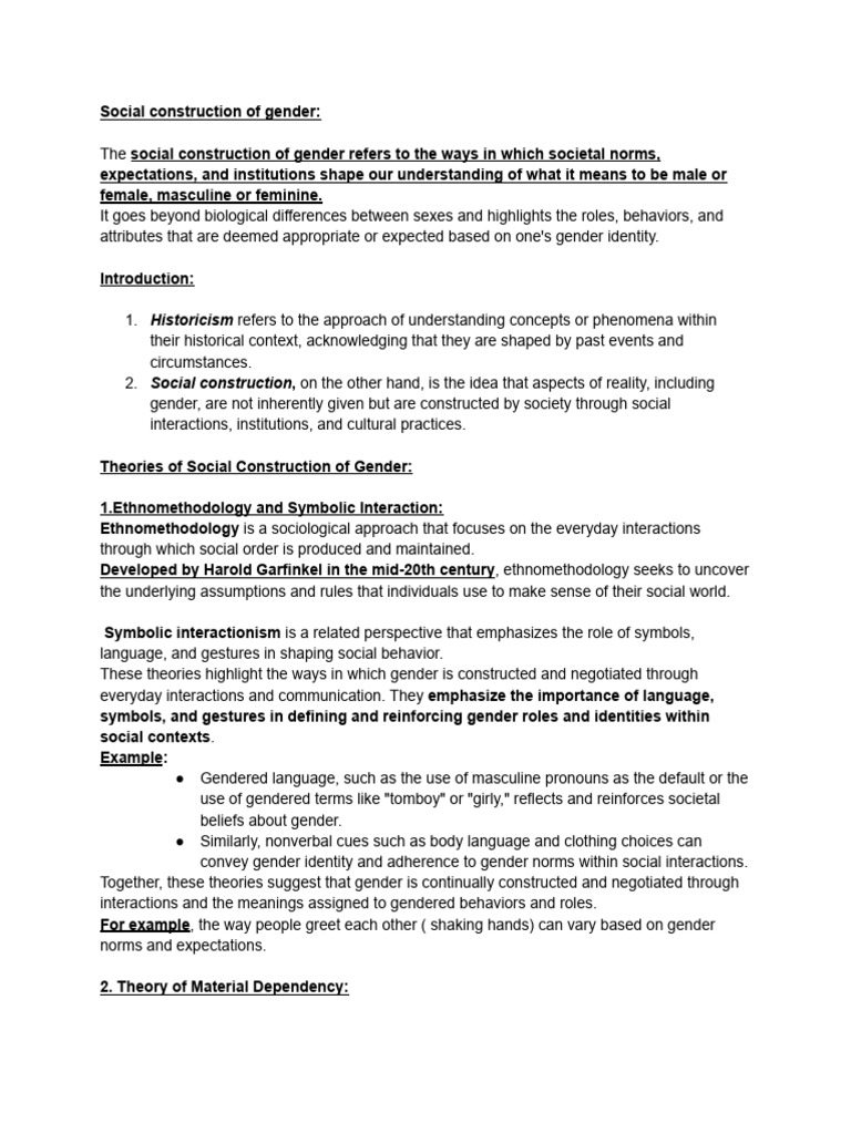 Social Construction of Gender | PDF | Gender Role | Gender