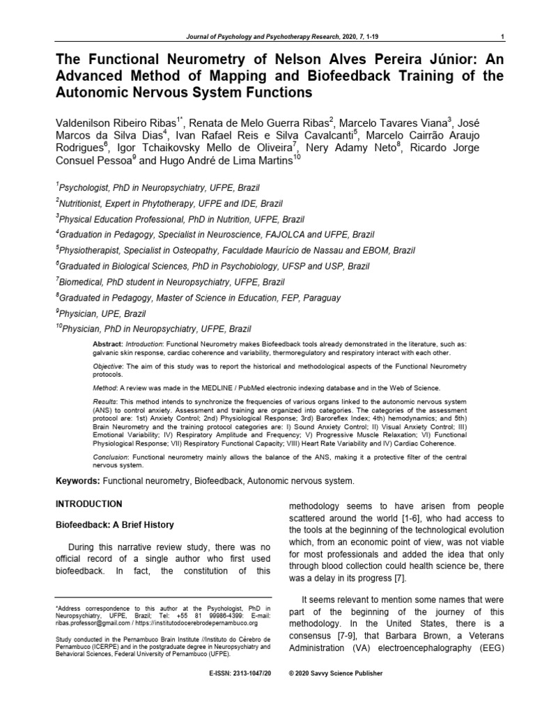 The Functional Neurometry of Nelson Alves Pereira Júnior - An Advanced Method of Mapping and ...