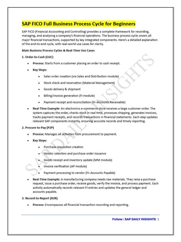 SAP FICO Full Business Process Cycle | PDF | Receipt | Accounts Payable
