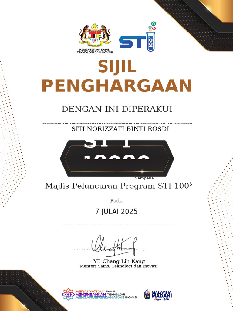 SIJIL PENGHARGAAN SEKOLAH Majlis Peluncuran | PDF