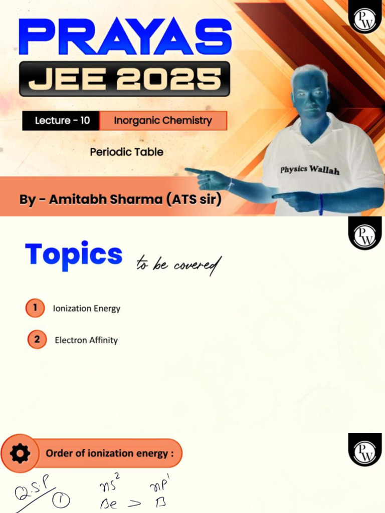 Periodic Table 10: Class Notes - Prayas JEE 2025 | PDF