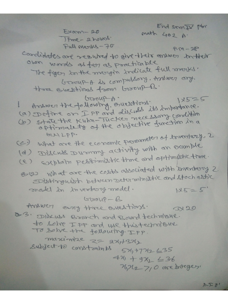 End Sem Paper-402 | PDF