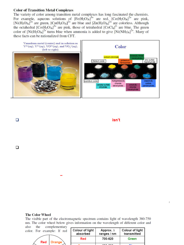 Colors | PDF | Absorption Spectroscopy | Coordination Complex