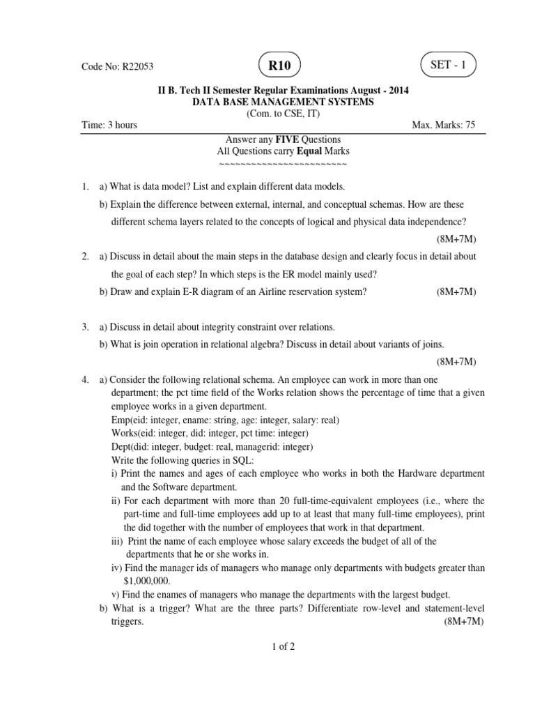 Jntuk BT Cse 4 Data-Base-Management-Systems 2014 | PDF | Databases | Data Management
