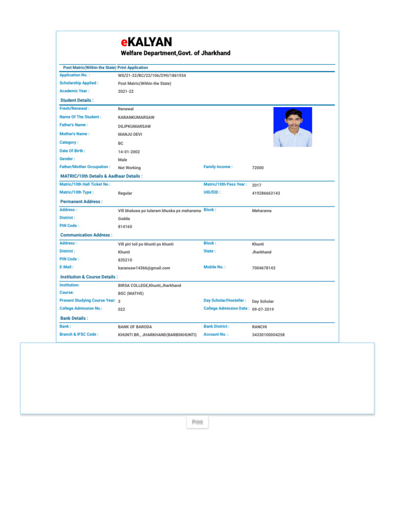 EPASS Jharkand Print Application | PDF