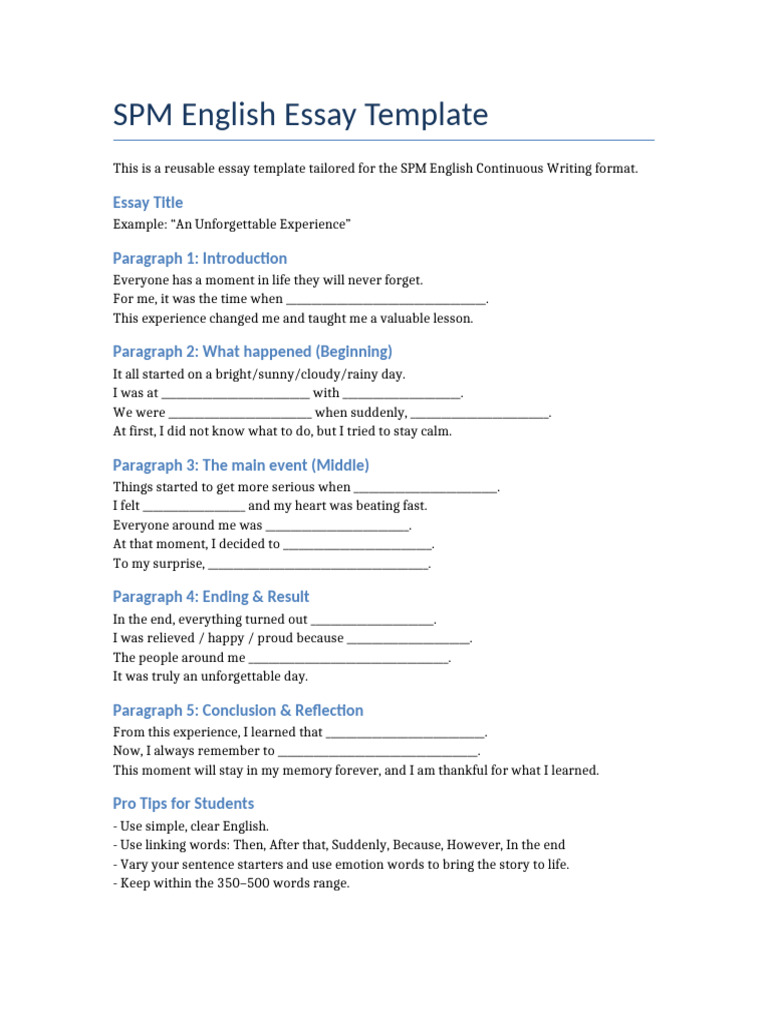 SPM English Essay Writing Guide | PDF