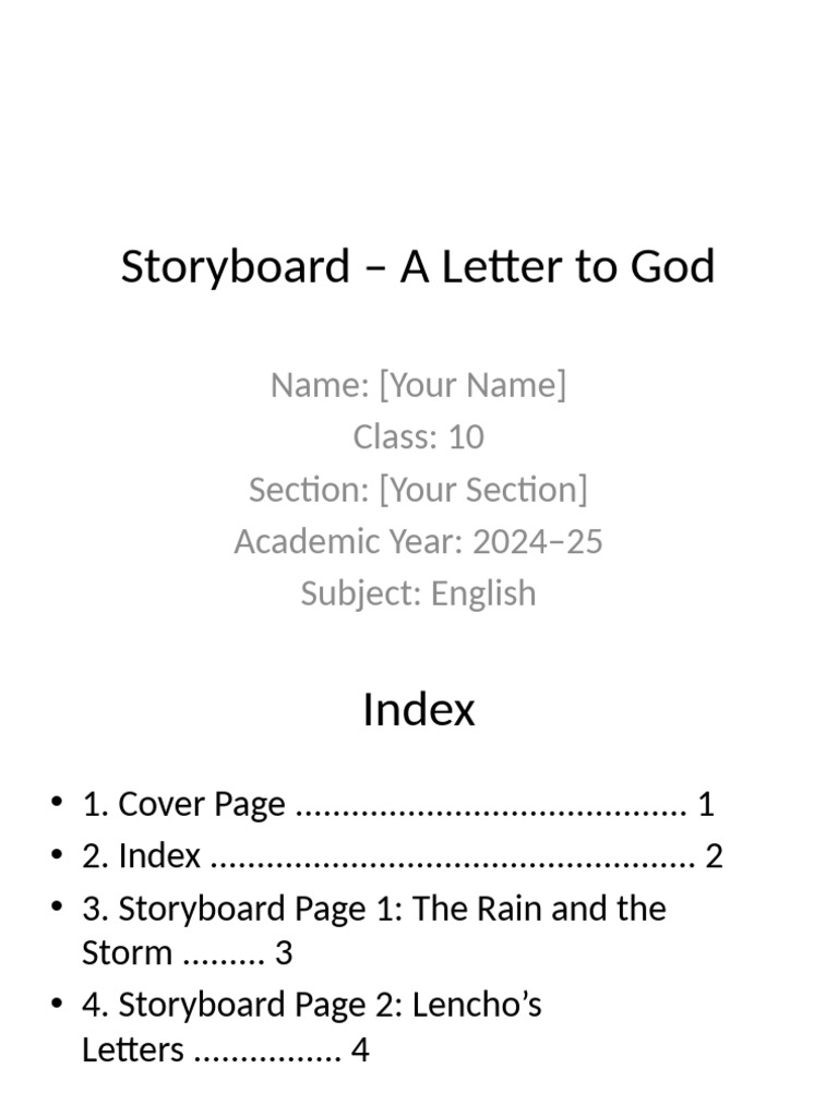 A Letter To God Storyboard | PDF