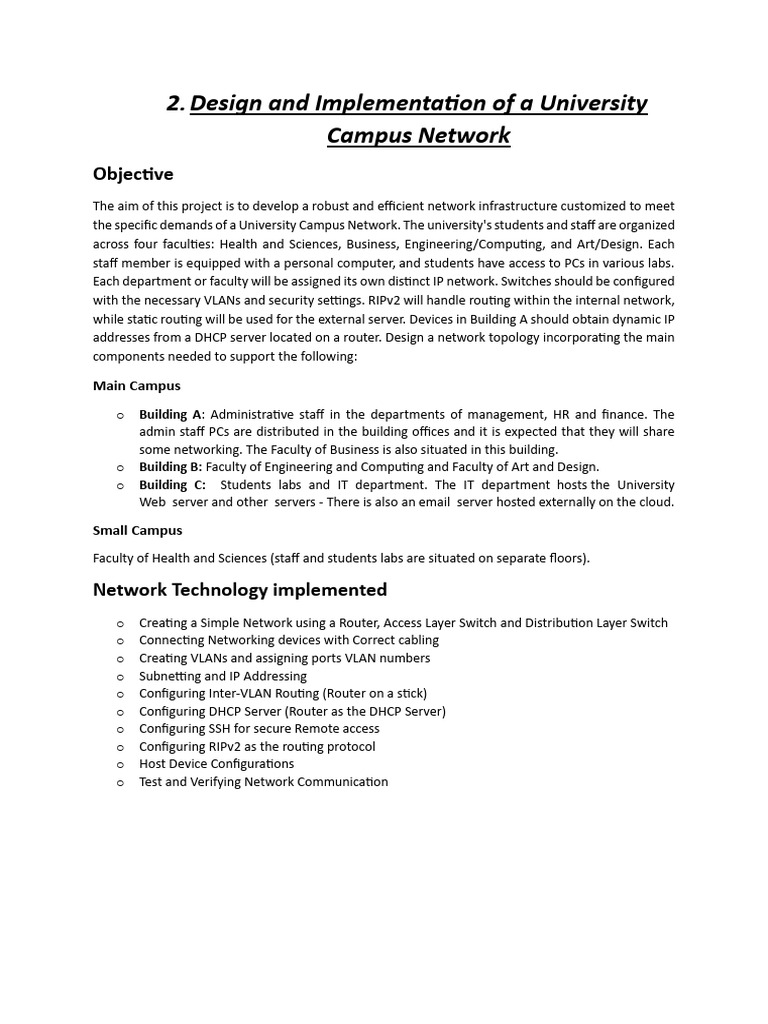 University Campus Network Design Plan | PDF | Computer Network | Ip Address